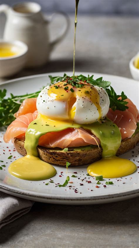 สูตร Smoked Salmon And Avocado Eggs Benedict Eggs Benedict เป็นอาหารเช้าสุดหรูที่ได้รับความนิยม