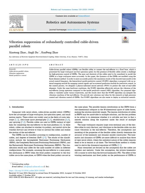Vibration Suppression Of Redundantly Controlled Cable Driven Parallel
