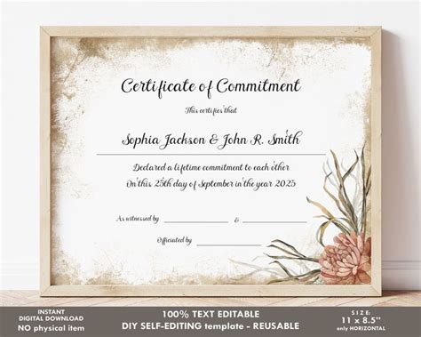 Commitment Certificate Free Printable Free Printables