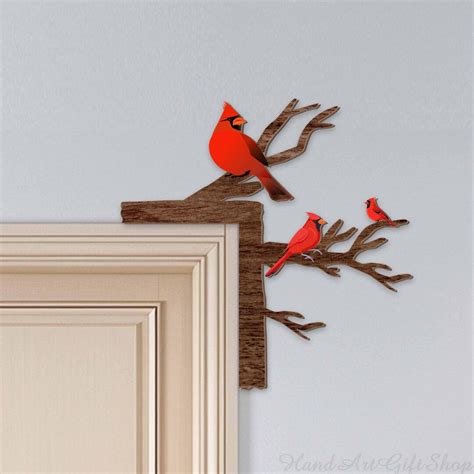 Cardinal Wooden Door Frame Sign Cardinal Door Trim Topper Red Birds