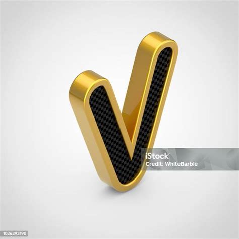 황금 편지 검은 탄소 섬유와 대문자 V 질감 흰색 배경에 고립 된 얼굴 0명에 대한 스톡 사진 및 기타 이미지 0명 3차원 형태 검은색 Istock