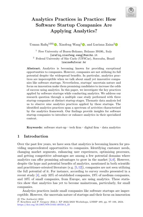 Pdf Analytics Practices In Practice How Software Startup Companies