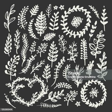 손으로 그린 자연 요소 어떤 목적을 위해 훌륭한 디자인 벡터 스케치 그림입니다 로고 요소 일러스트 배경입니다 꽃 배경 그림 아이콘 컬렉션입니다 개념에 대한 스톡 벡터 아트