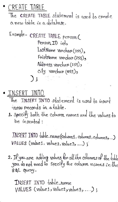 Sql Notes Handwritten Pdf Enhance Your Database Knowledge Connect 4