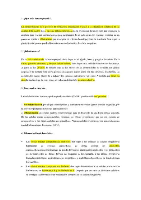 Hematopoyesis Y Eritropoyesis Cesar Villarroel Udocz