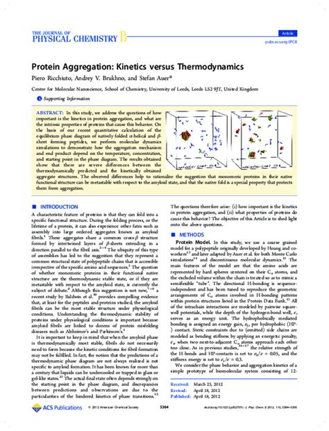 Pdf Protein Aggregation Kinetics Versus Thermodynamics