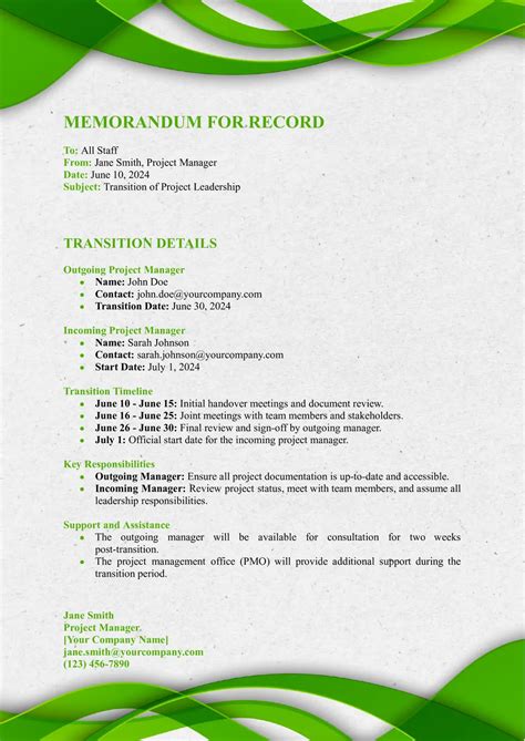 Free Transition Memo Template For Google Docs