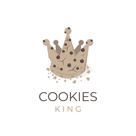 Chocolate Chip Cookies King Crown Vector Ilustración Logo Vector Premium