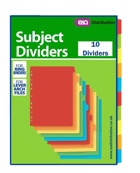 Buy A4 File Dividers Card Sheet Coloured Tabs Subject Filing Extra Wide 10 Subject Dividers