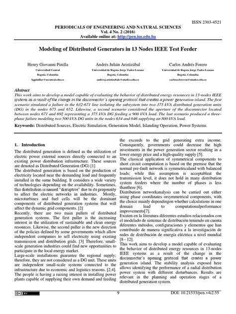 Modeling Of Distributed Generators In 13 Nodes Ieee Test Feeder Pdf