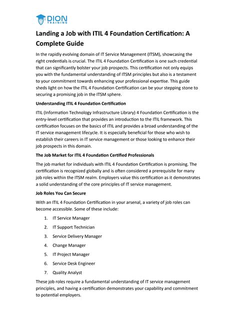 Landing A Job With Itil 4 Foundation Certification A Complete Guide By