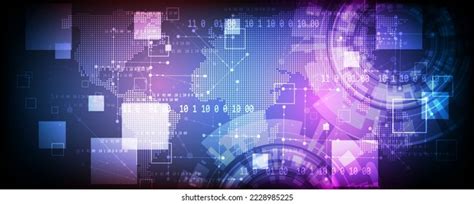 Communication Network Technology World Map Abstract Stock Vector