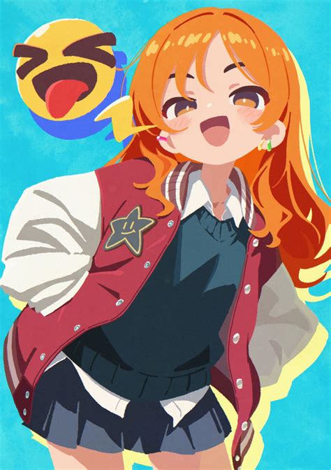Safebooru 1girl Blue Background Brown Eyes Commentary Ear