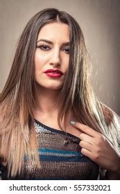 Sensual Woman Pulling Her Top Closeup Stock Photo Shutterstock