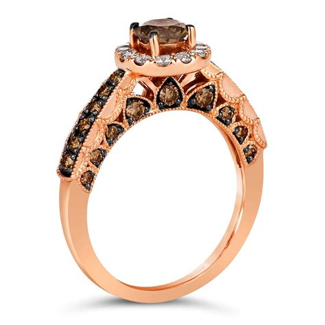 Le Vian Ladies Chocolate Diamonds Solitaire Rings Set In 14k Strawberry