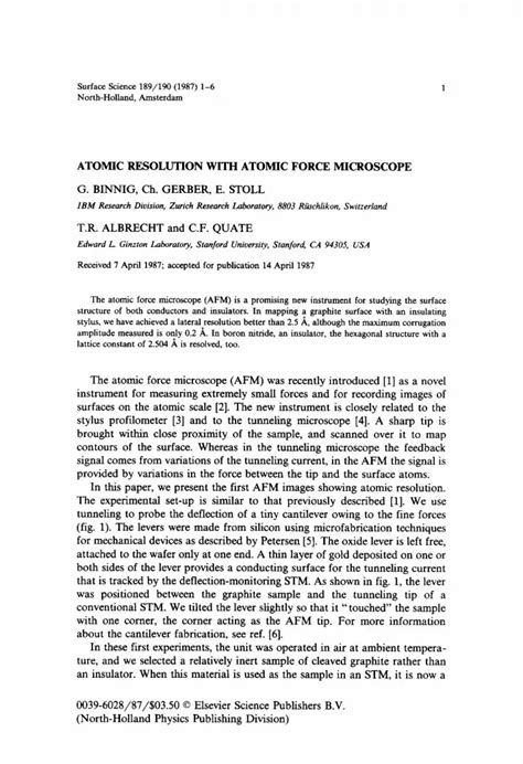 Pdf Atomic Resolution With An Atomic Force Microscope Using Piezoresistive Detection Dokumen
