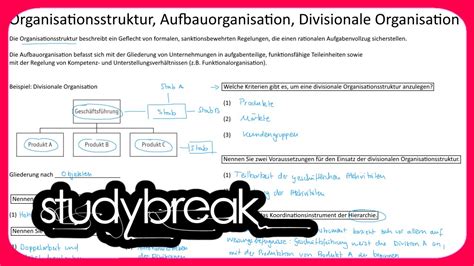 Organisationsstruktur Aufbauorganisation Divisionale Organisation