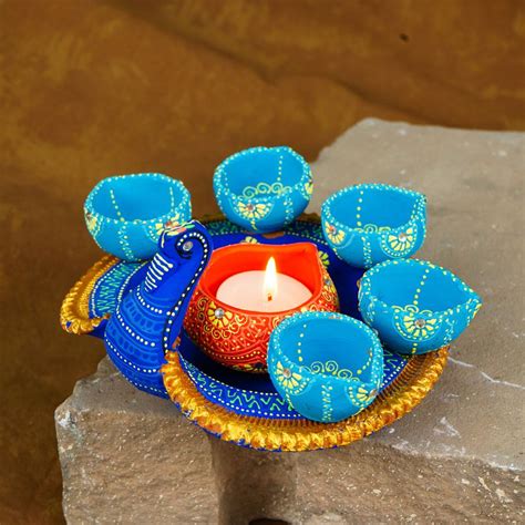 Handmade Terracotta Peacock Diya For Festive Home Decor