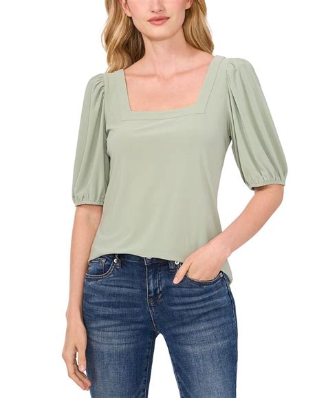 Cece Womens Square Neck Puff Sleeve Blouse Macys