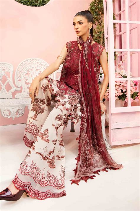 3 Piece Unstitched Embroidered Lawn Suit Mpt 2608 A Mariab