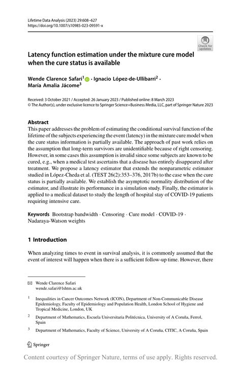 Latency Function Estimation Under The Mixture Cure Model When The Cure Status Is Available