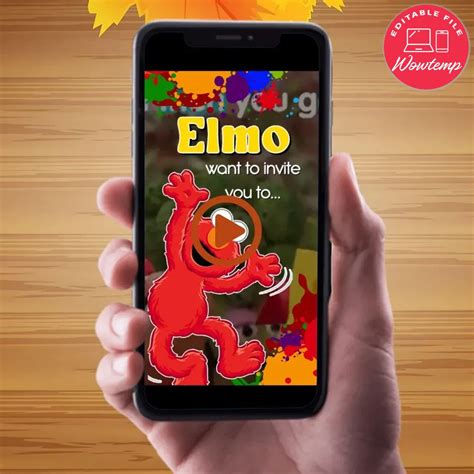 Elmo Video Invitation Digital Template Customizable Diy Wowtemp