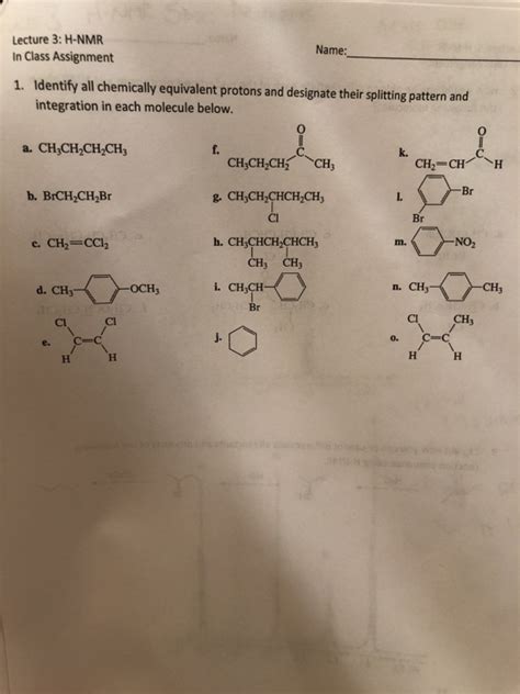 Solved Identify All Chemically Equivalent Protons And