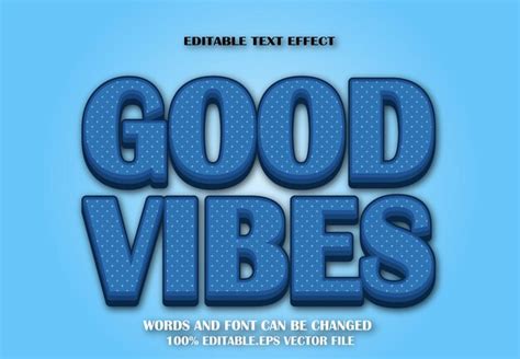 Premium Vector Good Vibes Editable Text Effect 3d Cartoon Style