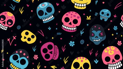 Cute Skull Seamless Pattern Stock Illustration Adobe Stock