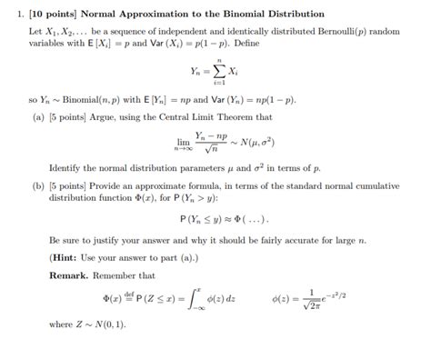 Solved 1 10 Points Normal Approximation To The Binomial