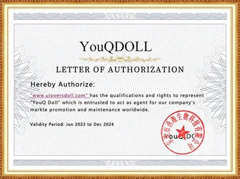 Certificate Of Authorization For Sex Doll Brands