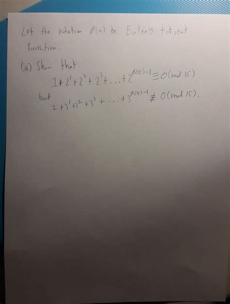 Solved Let The Notation Ø N Be Eulers Totient Function