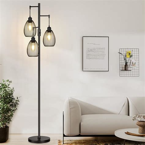 Dimmable Floor Lamp 3 X 800lm Led Edison Bulbs Included Farmhouse Industrial Floor Lamp
