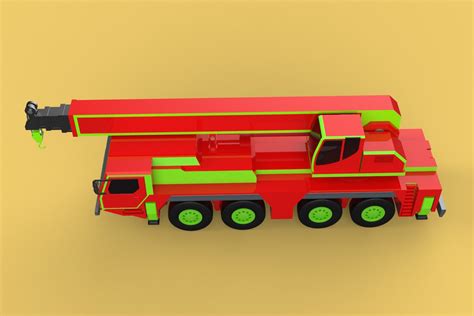 Firetruck Firefighter Firefighting Fireman Engine Mobile Crane 3d Model