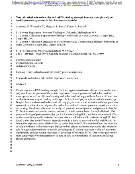 Pdf Natural Variation In Codon Bias And Mrna Folding Strength Interact Synergistically To