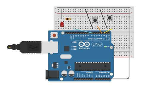 Circuit Design Led 2 Botões Tinkercad