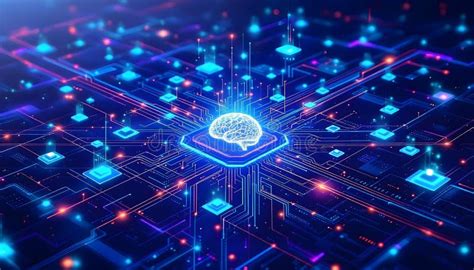 Futuristic AI Brain Circuit Board Connection for Technology Concept Stock Illustration ...