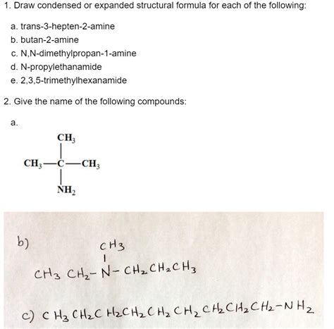 Solved 1 Draw Condensed Or Expanded Structural Formula For