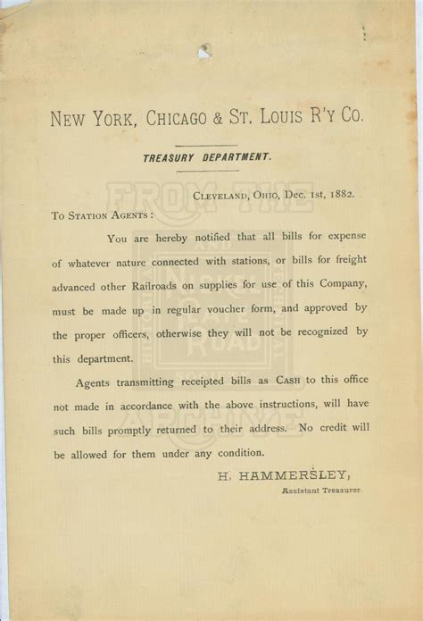 Nkphts Correspondence Treasury Dept Voucher Instructions The Nickel Plate Archive