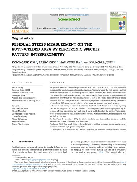 Pdf Residual Stress Measurement On The Butt Welded Area By Electronic