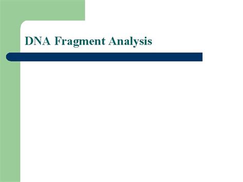 DNA Fragment Analysis DNA Fragment Analysis L What