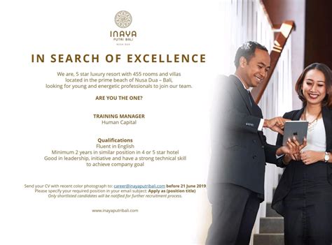 Inaya Putri Bali Nusa Dua Hhrma Hotel Job Vacancy Indonesia