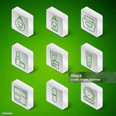 거울 네일 파일 향수 크림 로션 화장품 튜브 립스틱 헤어 스프레이용 스프레이 캔 및 아이콘이 있는 세트 라인 벡터 3월에 대한 스톡 벡터 아트 및 기타 이미지 Istock