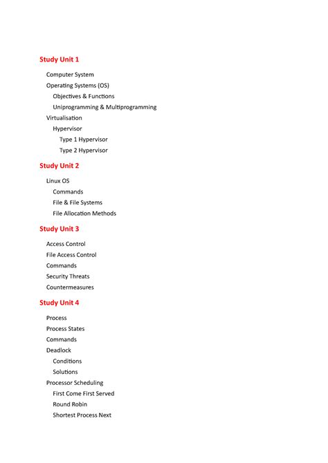 ICT Notes Study Unit Computer System Opera琀椀ng Systems OS Objec琀椀ves Func琀椀ons Studocu