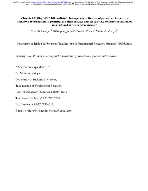 Pdf Chronic Hm3dq Dreadd Mediated Chemogenetic Activation Of