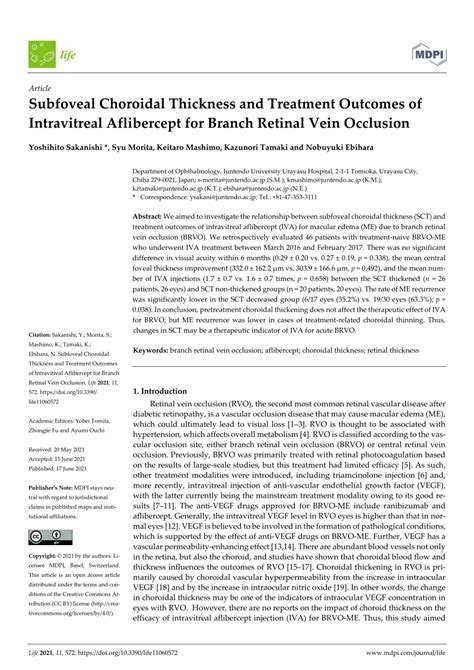Pdf Subfoveal Choroidal Thickness And Treatment Outcomes Of Intravitreal Aflibercept For
