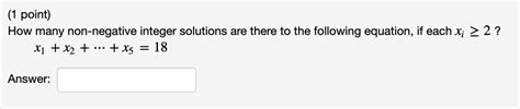 Solved 1 Point How Many Non Negative Integer Solutions Are