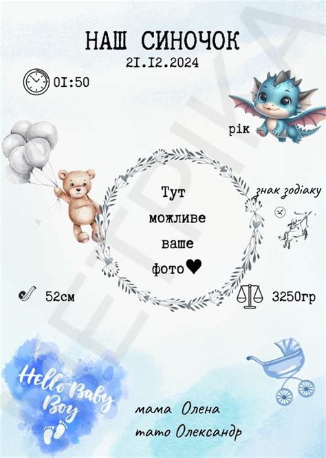 Метрика для новонароджених — ціна 150 грн у каталозі Постери Купити товари для дому та побуту за