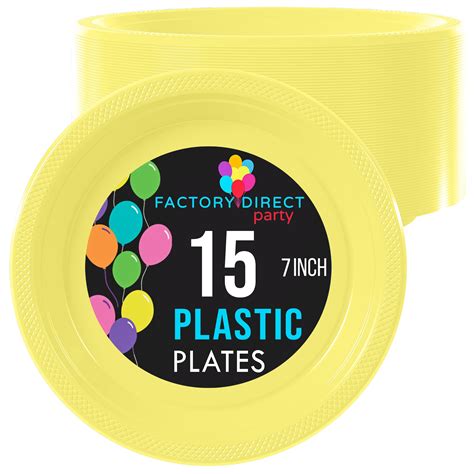 Light Yellow Plastic Plates 15 Ct