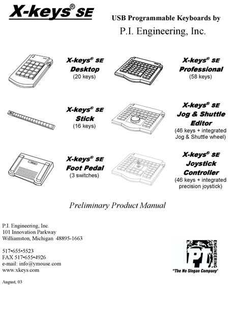 P I ENGINEERING X KEYS SE DESKTOP PRODUCT MANUAL Pdf Download ManualsLib